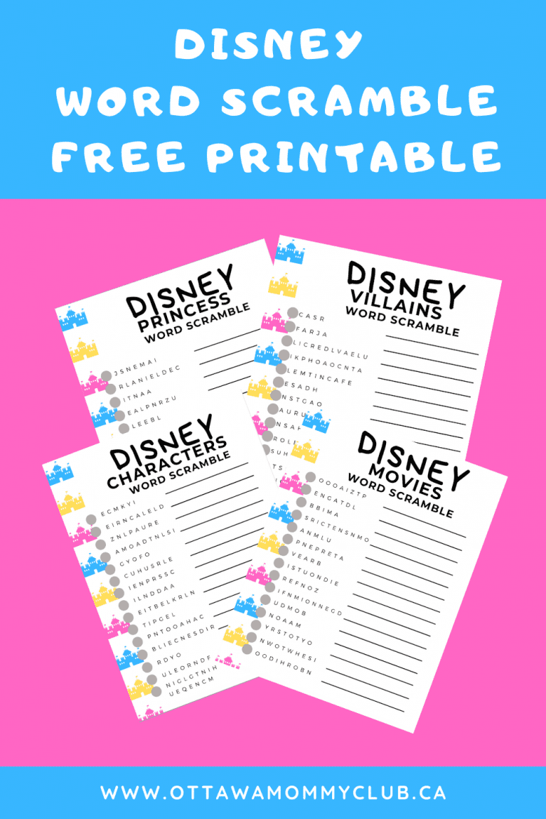 Disney Word Scramble With 8 Page Printable Pack - Ottawa Mommy Club