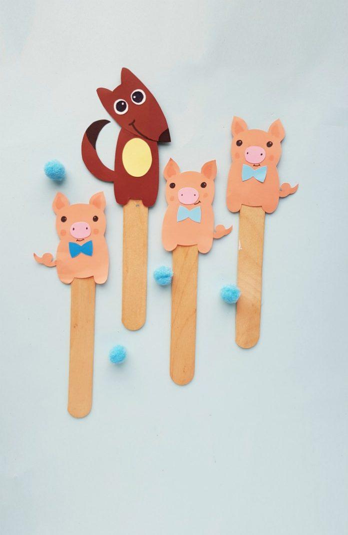 Three Little Pigs Story Puppets Craft With Free Template -OMC