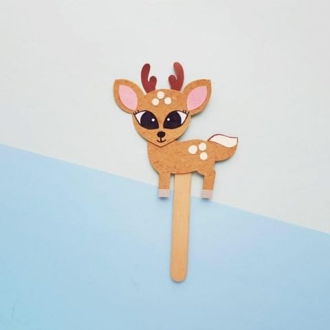 Deer Paper Puppet Craft With Easy-To-Use Template - OMC