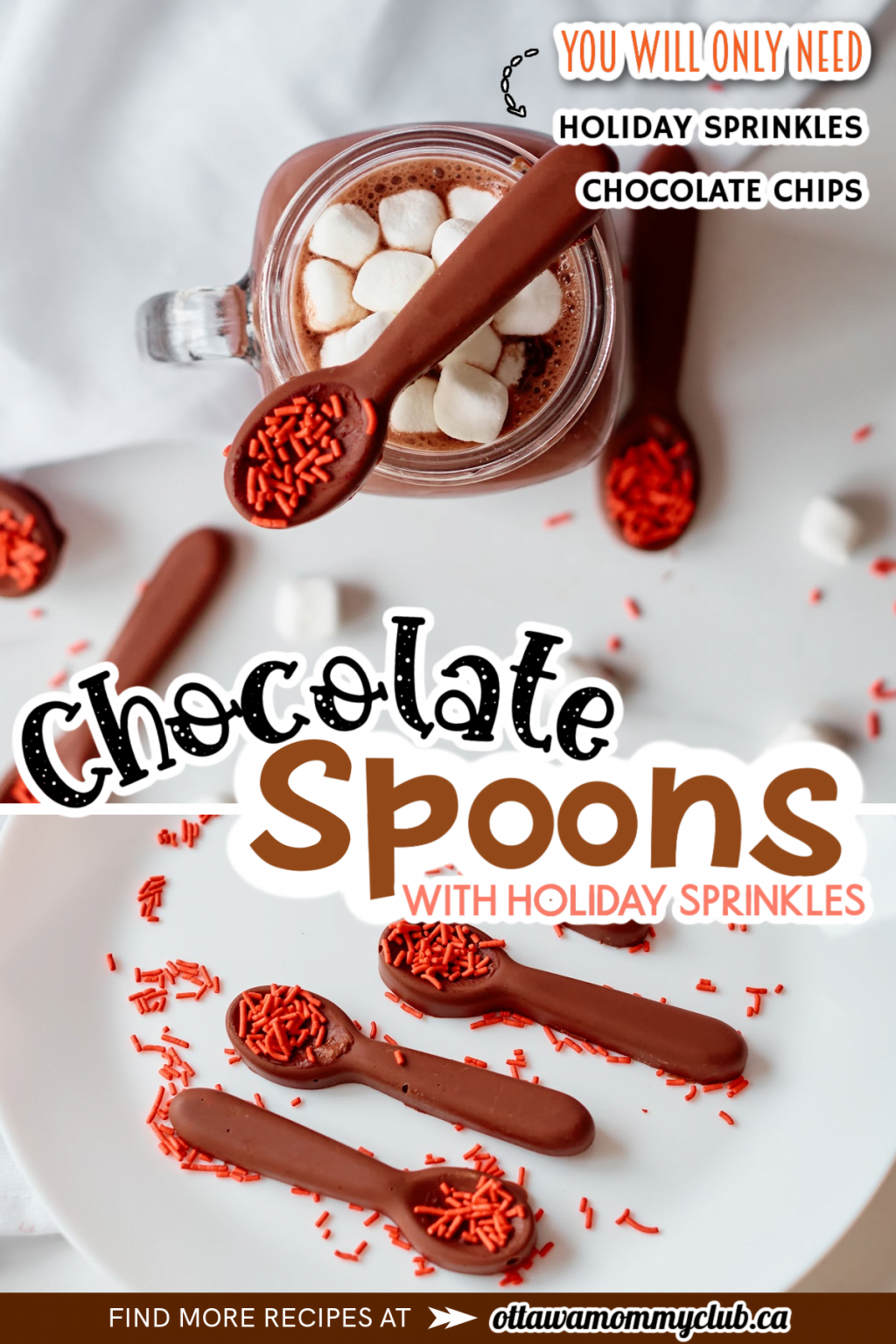 Recipe for Chocolate Spoons with Holiday Sprinkles | OMC